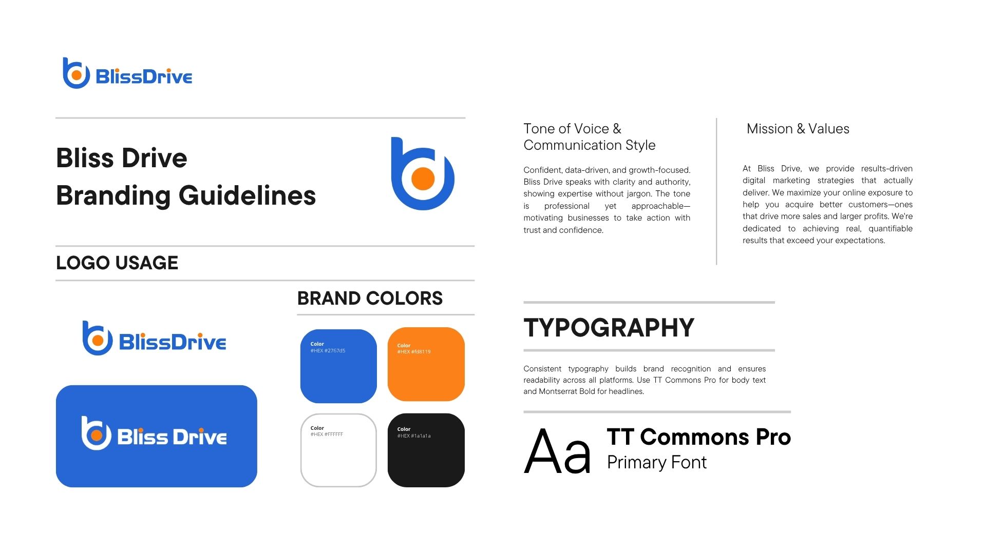 Bliss Drive Brand Guideline Hub | Official Brand Assets
